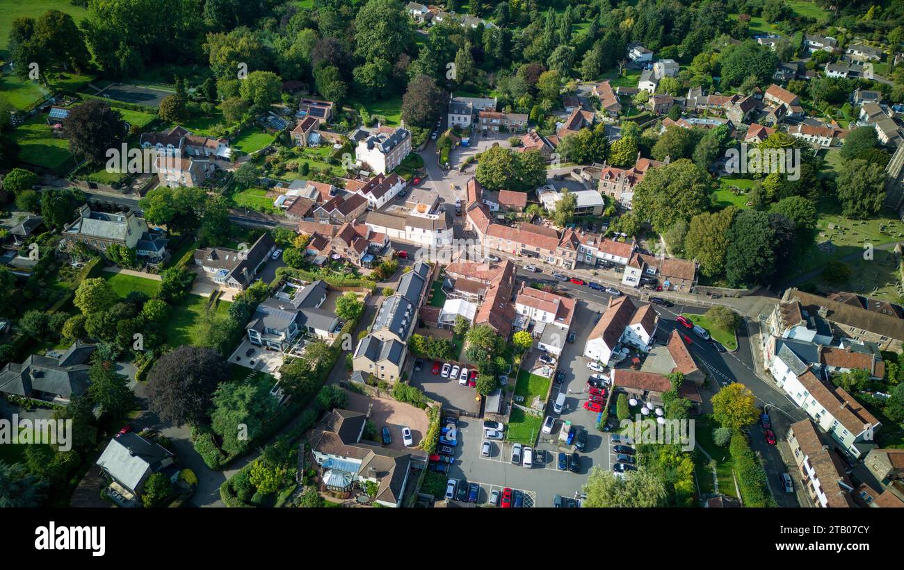 Aerial drone view over Chew Magna, the largest village in the Chew ...