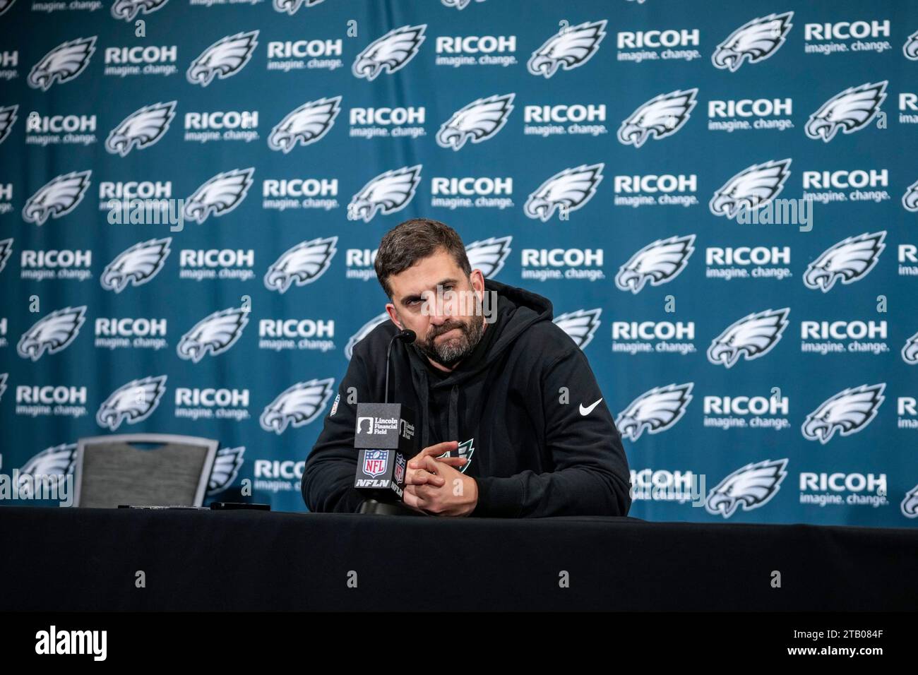 Philadelphia Eagles head coach Nick Sirianni speaks to reporters ...