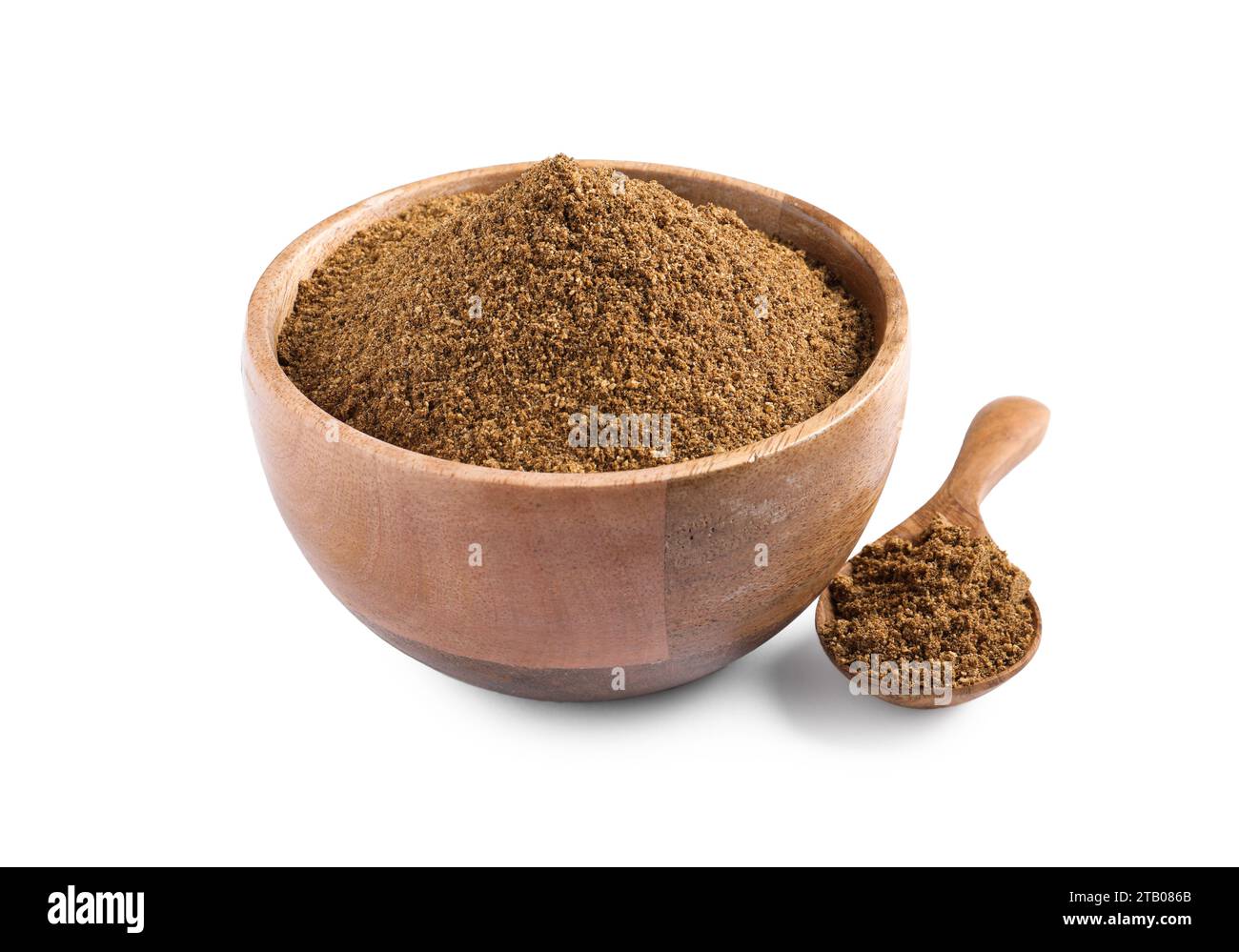 Bowl and spoon of aromatic caraway (Persian cumin) powder isolated on ...