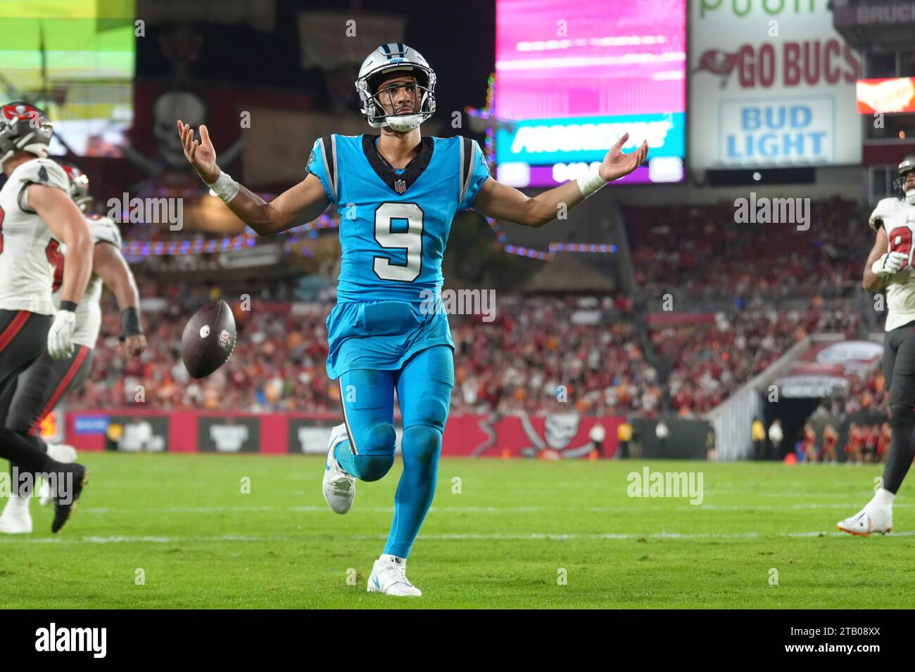 Carolina Panthers quarterback Bryce Young (9) celebrates after his two ...