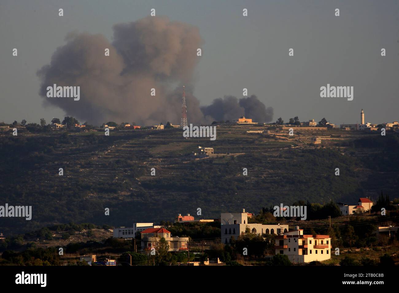 Chama. 3rd Dec, 2023. This photo taken from Chama, Lebanon on Dec. 3 ...