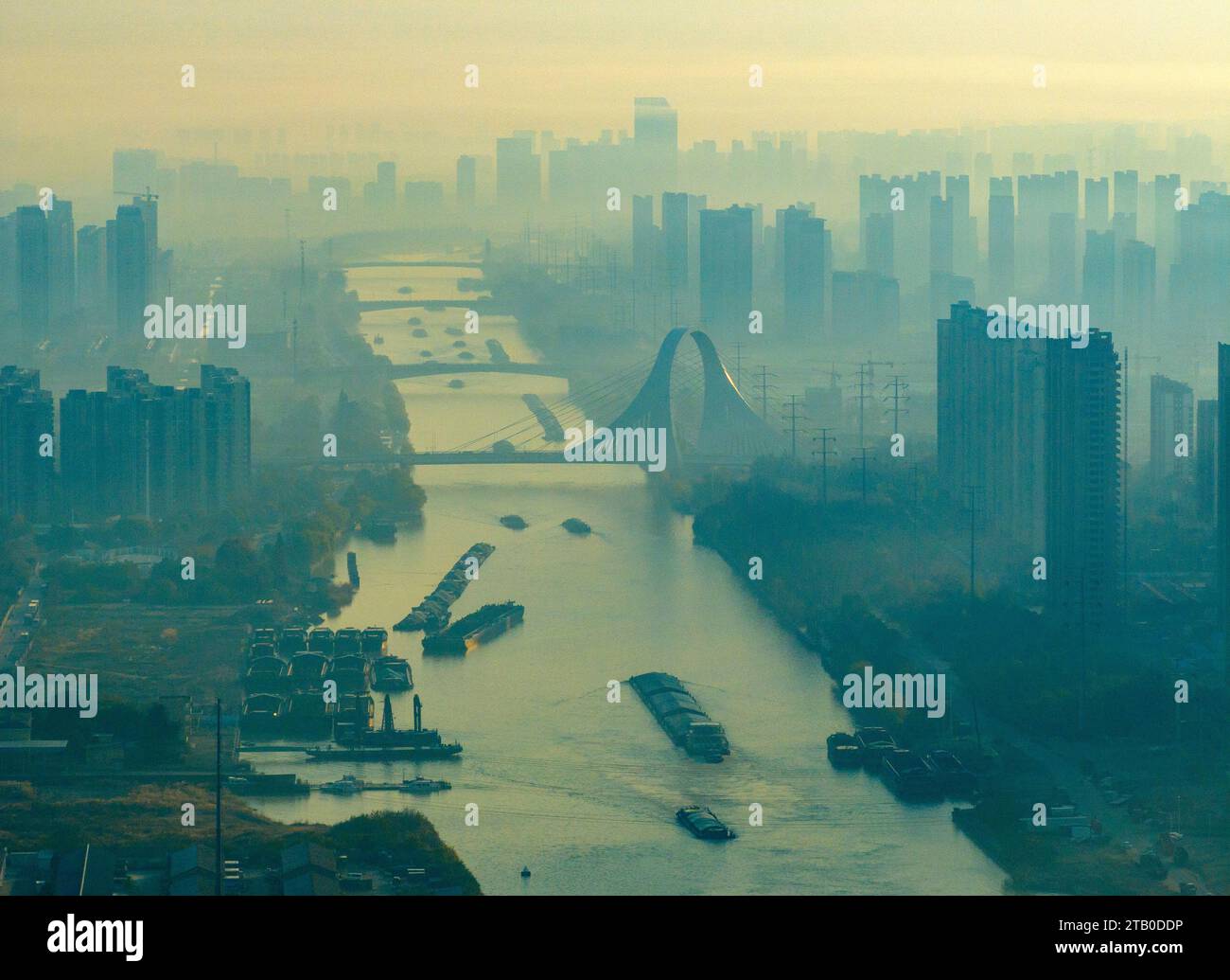 HUAI'AN, CHINA - DECEMBER 3, 2023 - Coal carriers sail on the Huai 'an ...