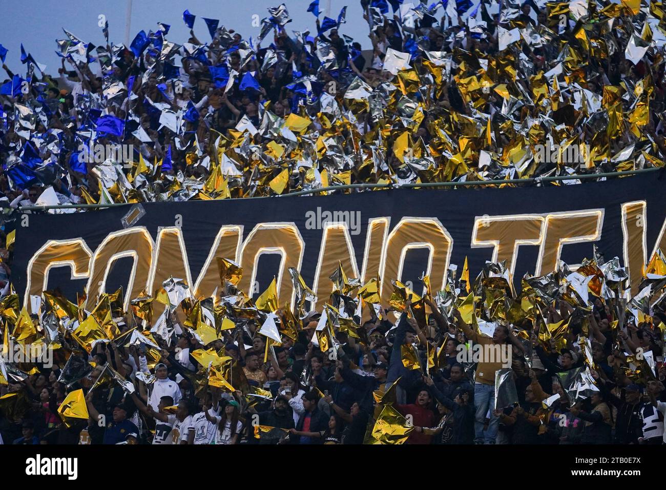Pumas fans cheer before a Mexican soccer league quarterfinal second-leg ...