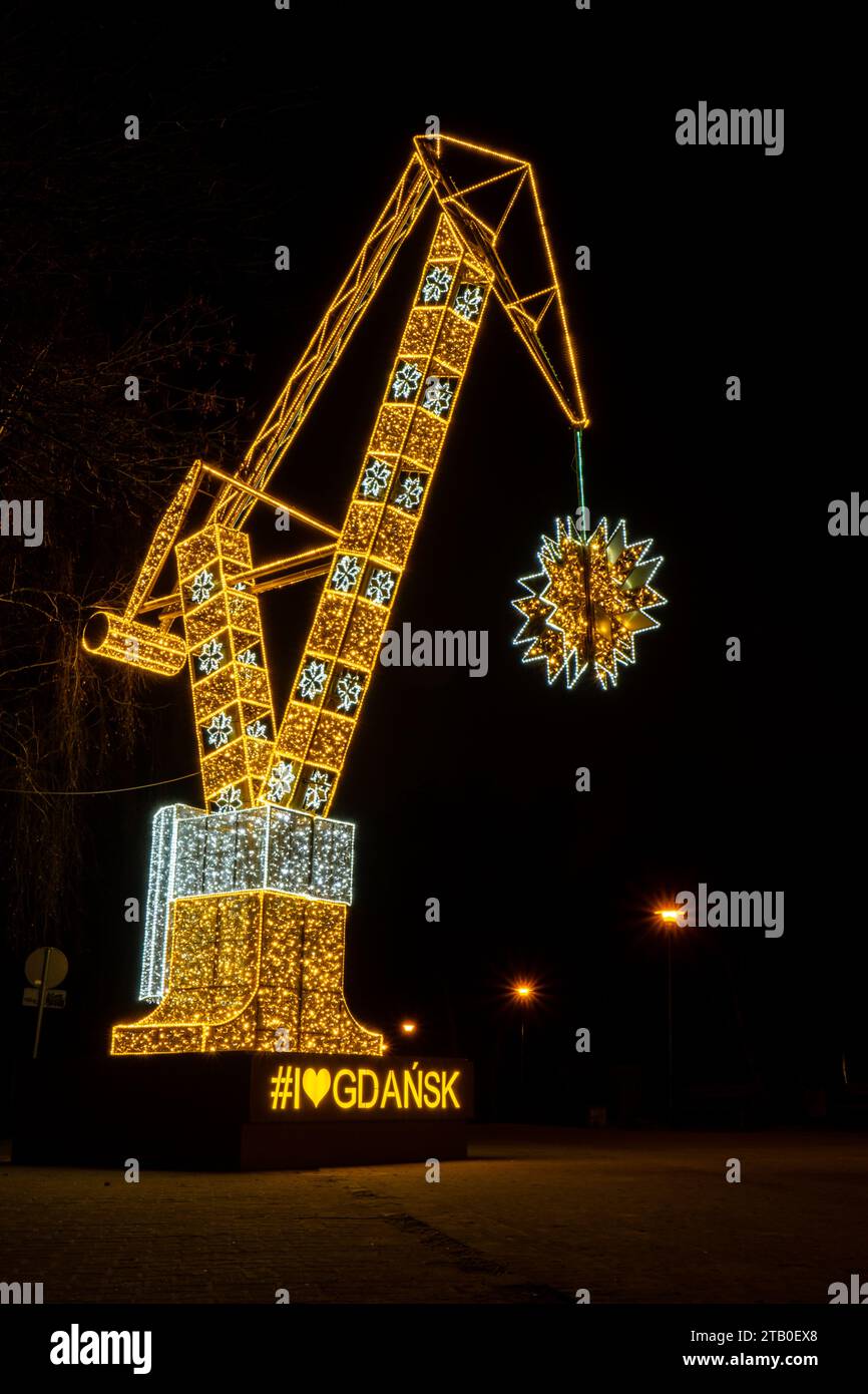 Gdansk Poland - December 2022 Construction crane symbol of Shipyard ...