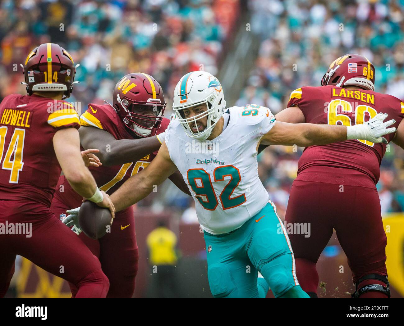 Landover, Maryland, USA. 3rd Dec, 2023. Miami Dolphins defensive tackle ...