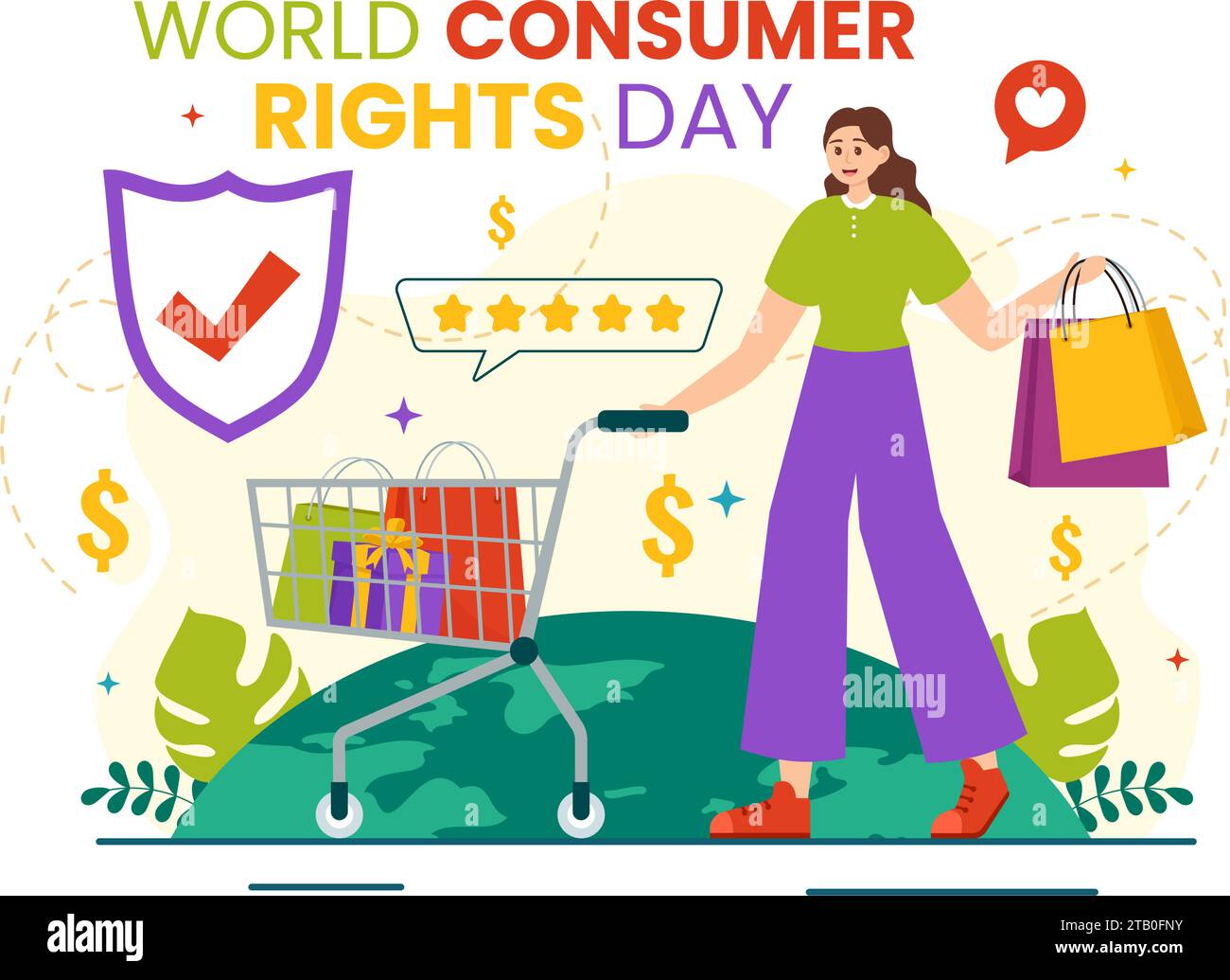 World Consumer Rights Day Vector Illustration on 15 March with Shopping ...
