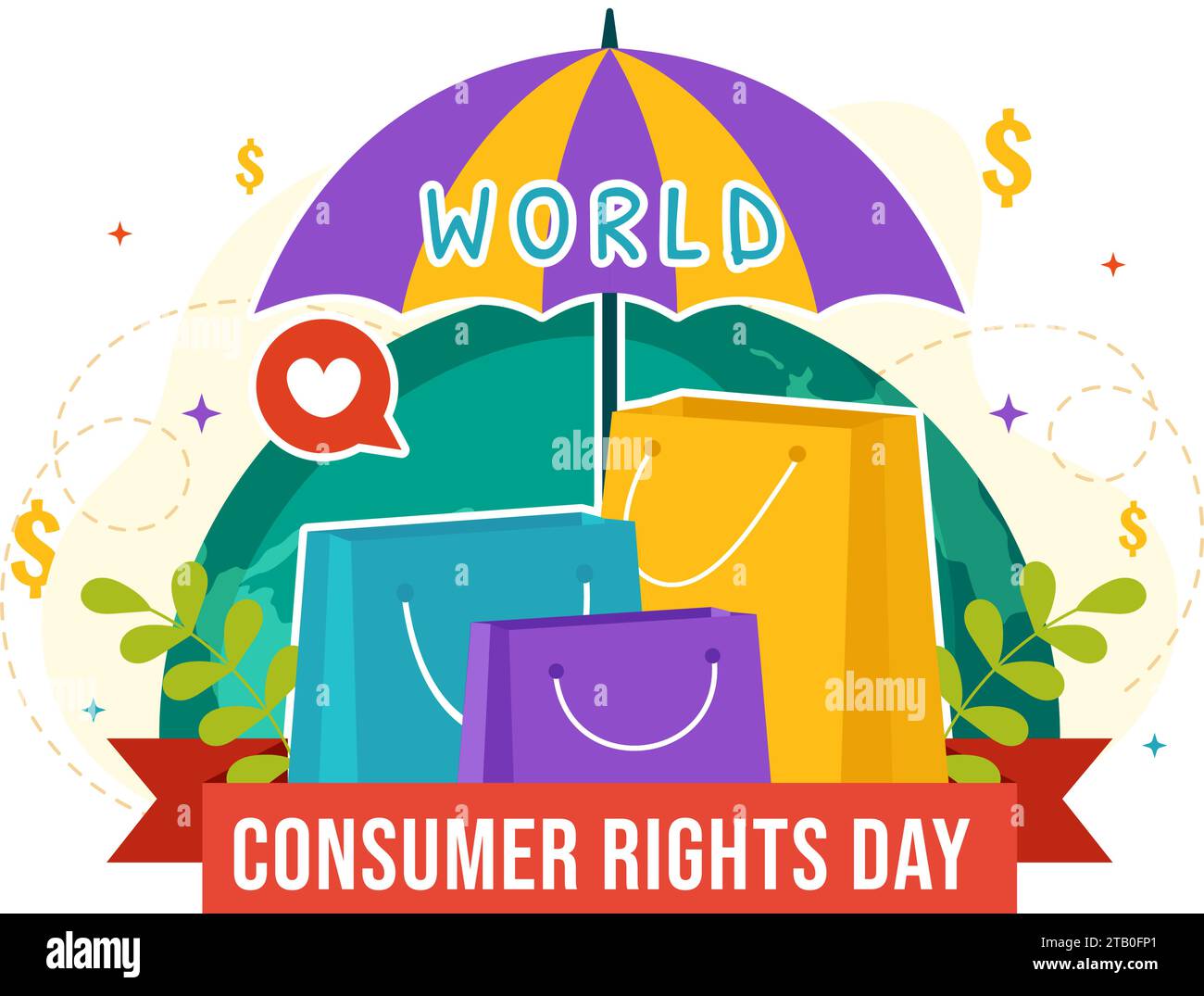 World Consumer Rights Day Vector Illustration on 15 March with Shopping ...