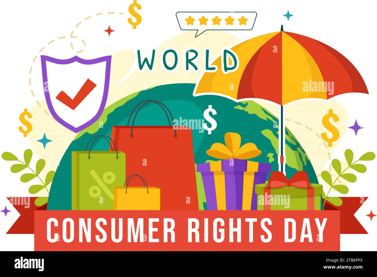 World Consumer Rights Day Vector Illustration on 15 March with Shopping ...