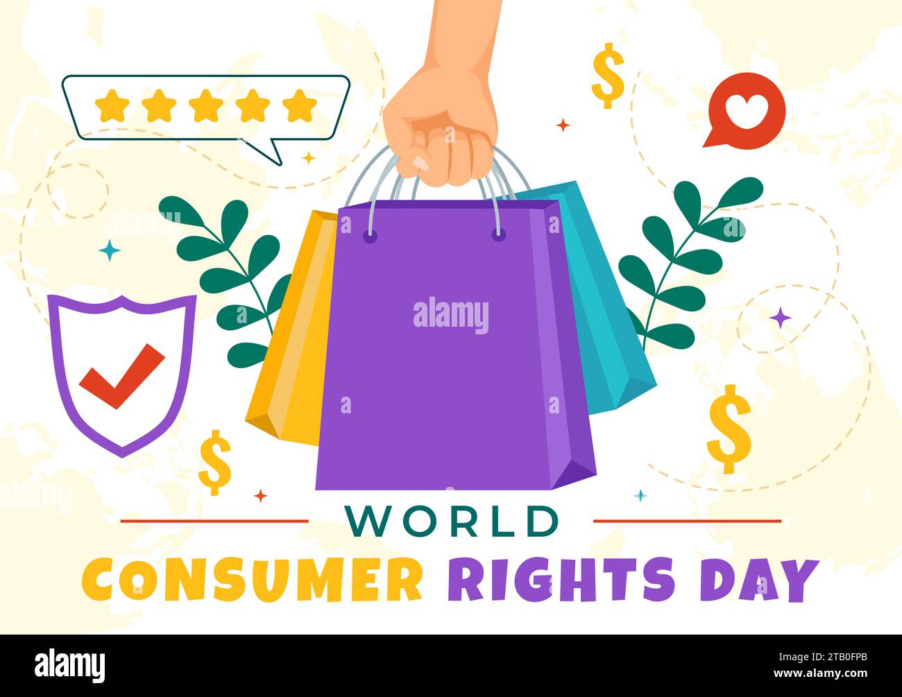 World Consumer Rights Day Vector Illustration on 15 March with Shopping ...