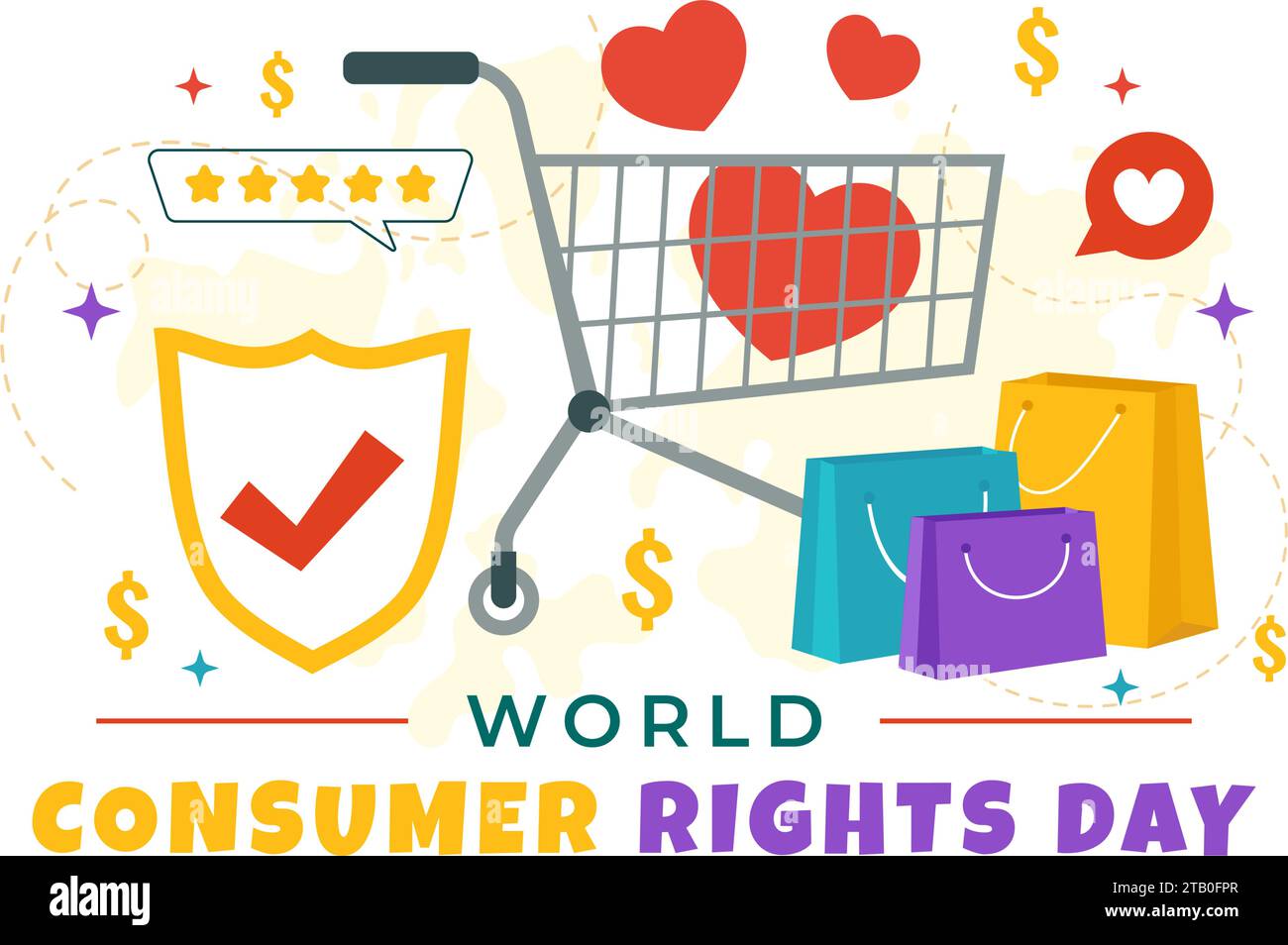 World Consumer Rights Day Vector Illustration on 15 March with Shopping ...