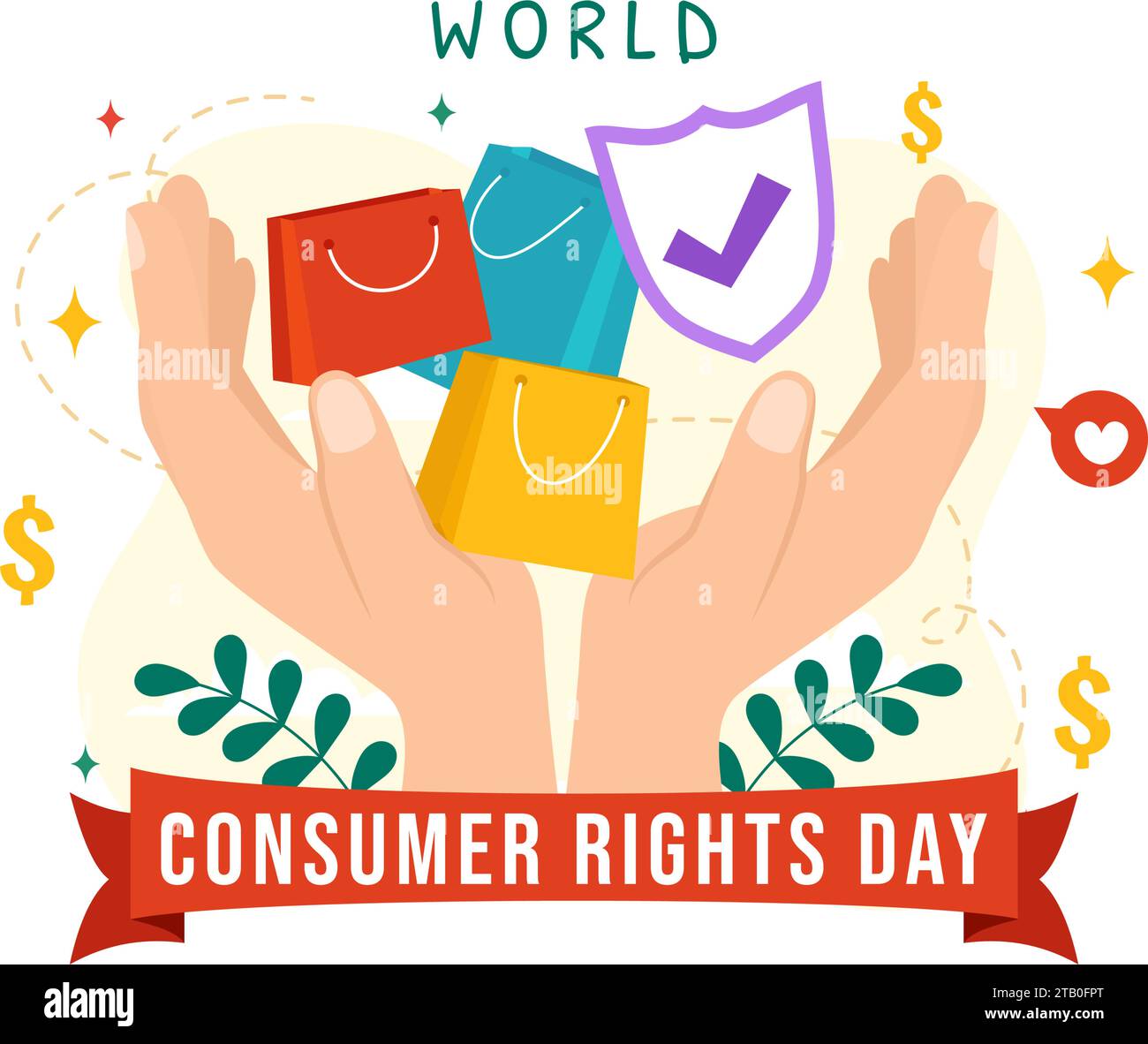 World Consumer Rights Day Vector Illustration on 15 March with Shopping ...
