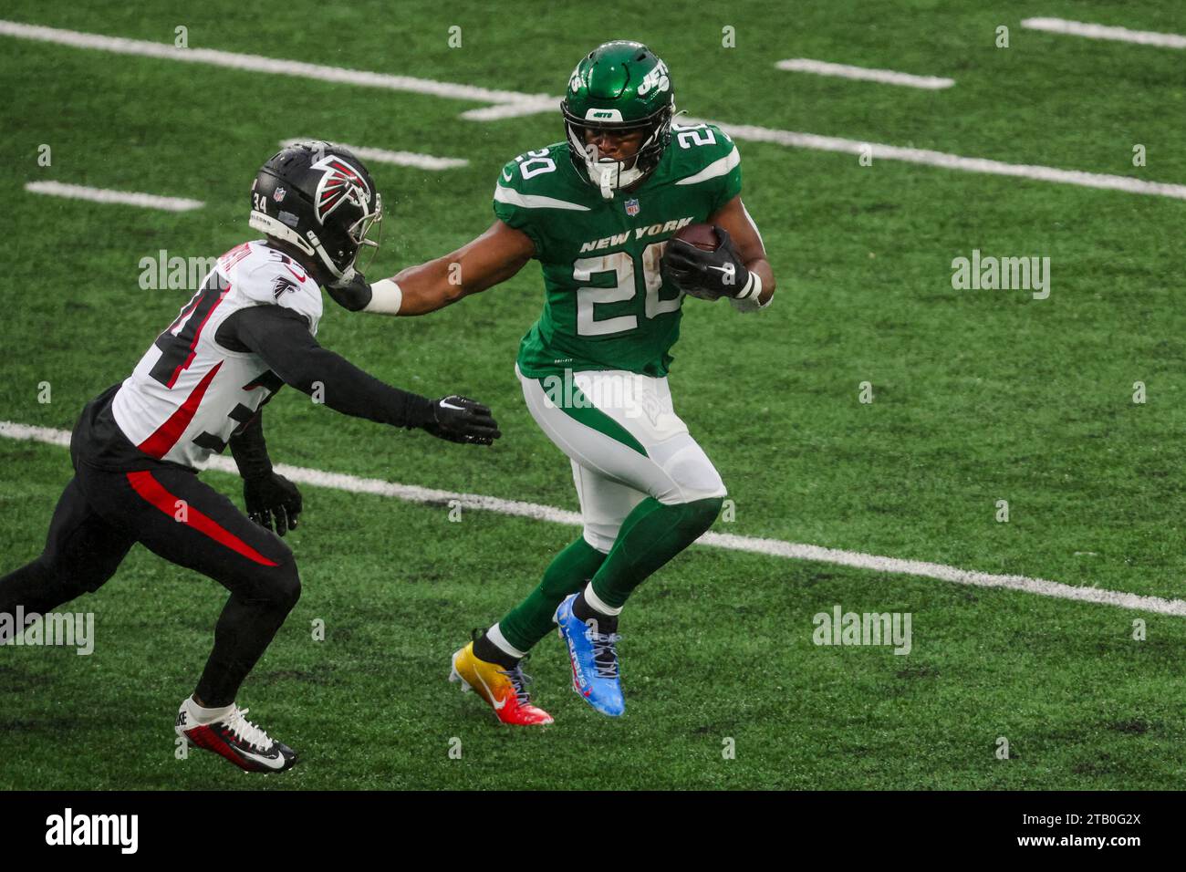 East Rutherford, New Jersey, USA. 3rd Dec, 2023. Jets running back ...
