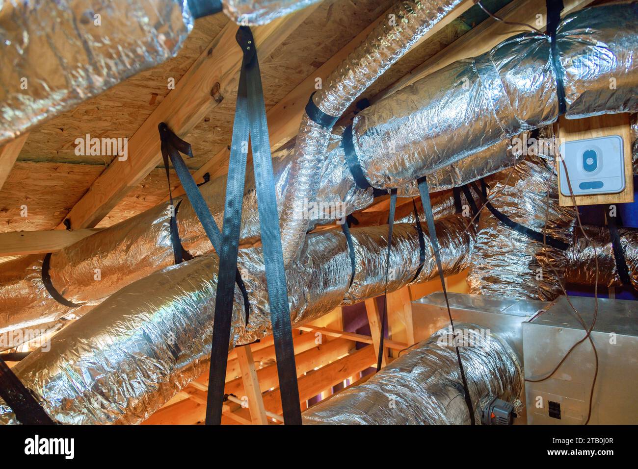 Installation of HVAC equipment for new home, along with ventilation ...