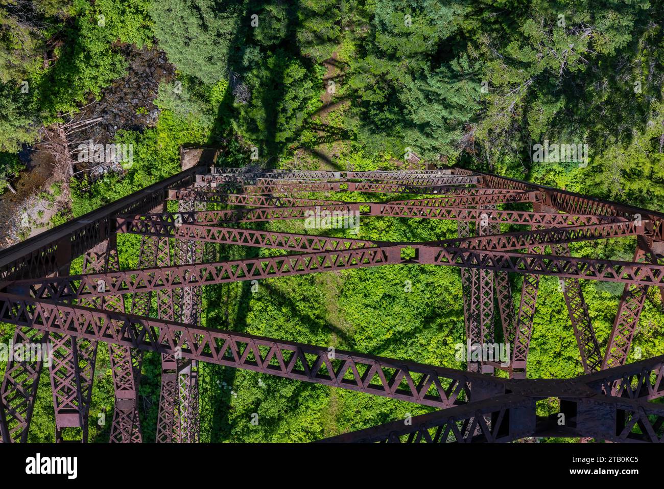View from Bear Creek Trestle along Milwaukee Road route, now on Hiawatha Scenic Bike Trail ...