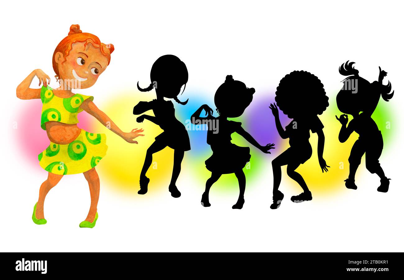 Cartoon girl dancing hi-res stock photography and images - Alamy