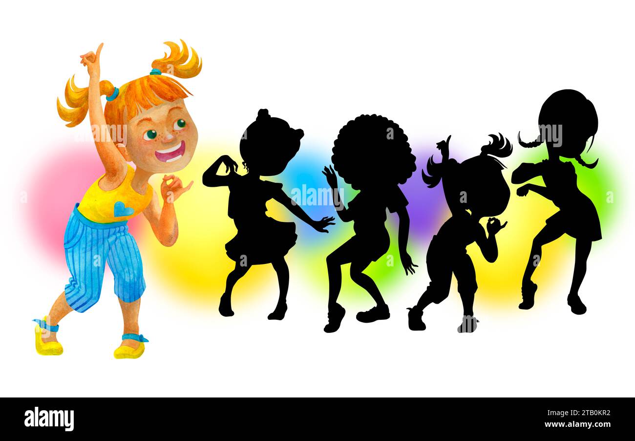 Cartoon girl dancing hi-res stock photography and images - Alamy
