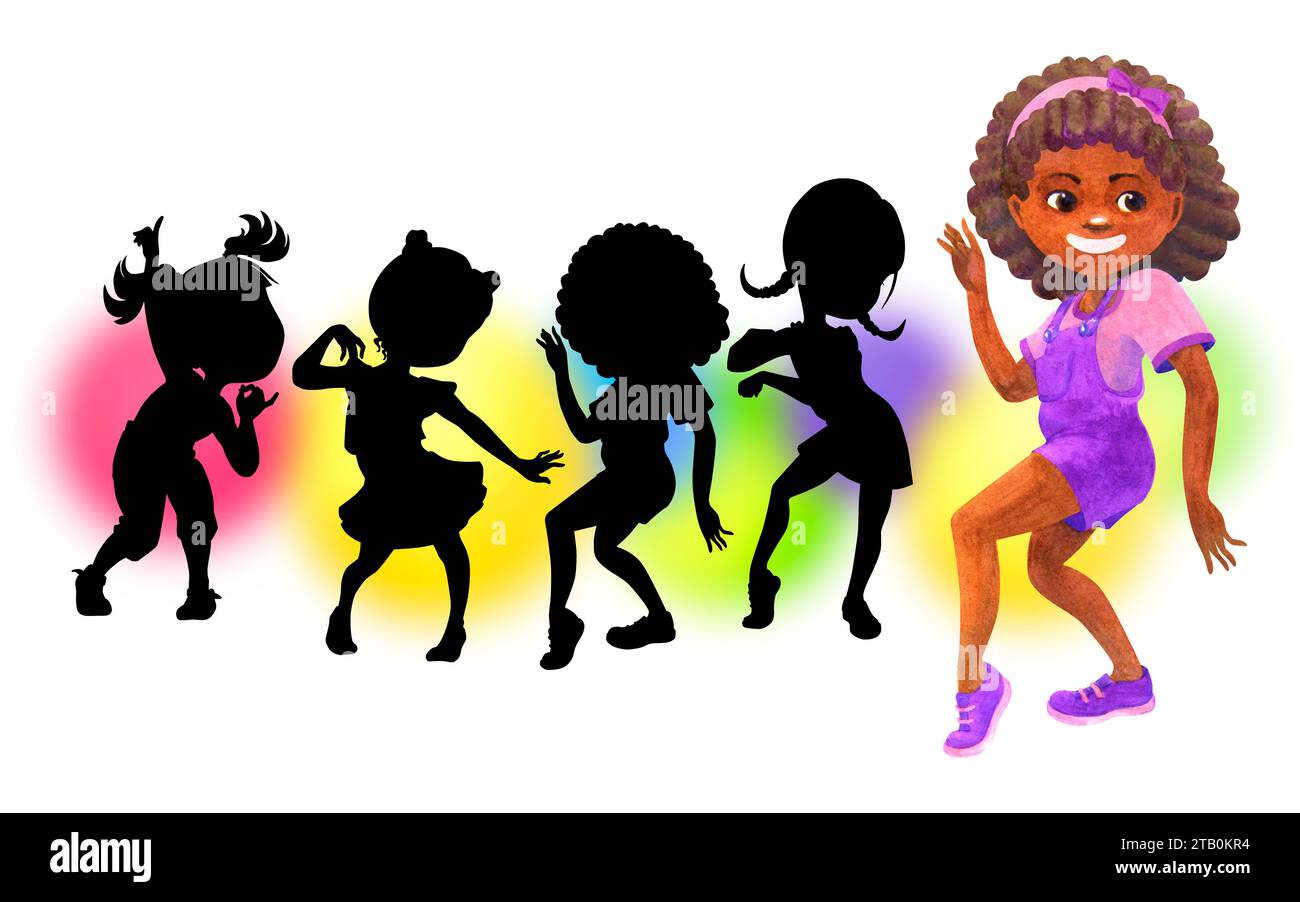 Cartoon girl dancing hi-res stock photography and images - Alamy