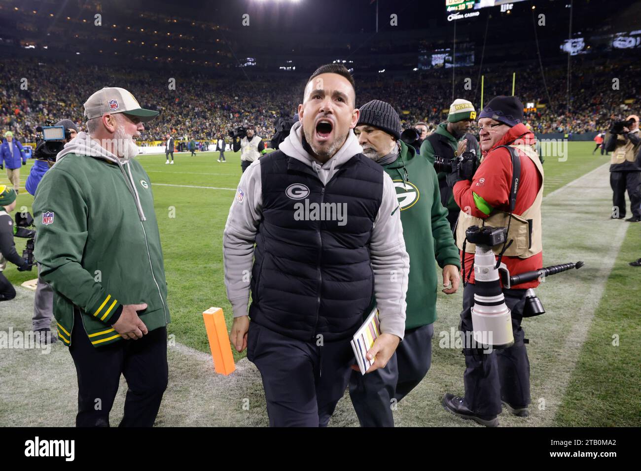 Green Bay Packers head coach Matt LaFleur reacts after an NFL football ...