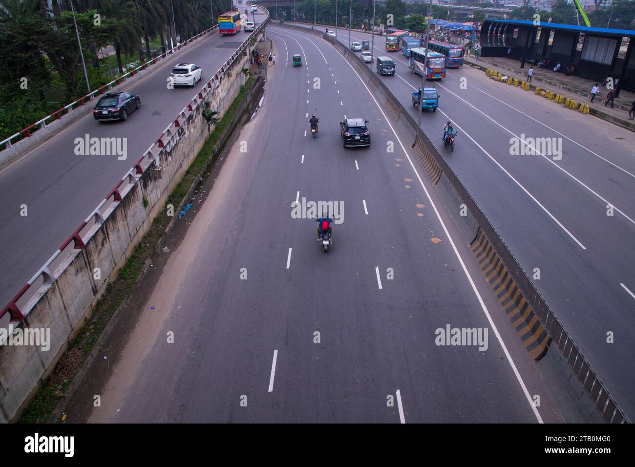 24 August 2023, Dhaka- Bangladesh: Dhaka city transportation highway Road asphalt view of Tongi ...