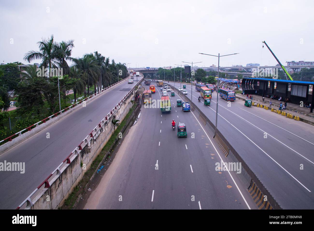 24 August 2023, Dhaka- Bangladesh: Dhaka city transportation highway Road asphalt view of Tongi ...