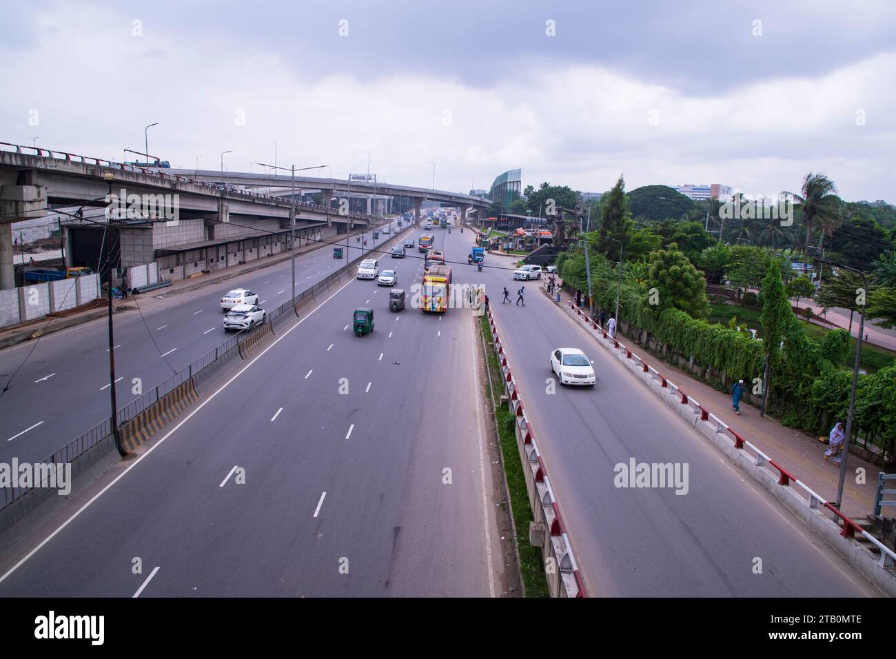 24 August 2023, Dhaka- Bangladesh: Dhaka city transportation highway Road asphalt view of Tongi ...