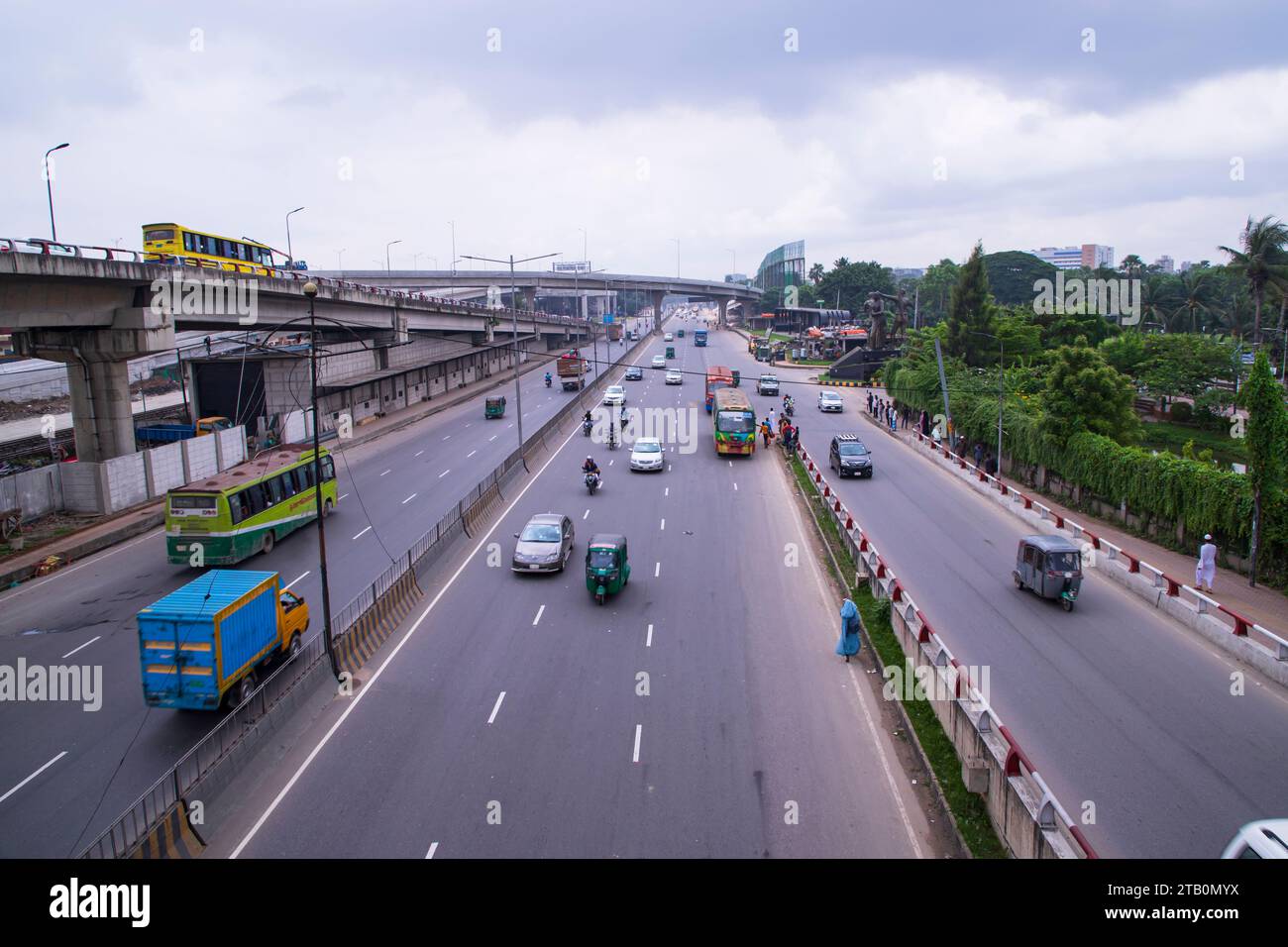 24 August 2023, Dhaka- Bangladesh: Dhaka city transportation highway Road asphalt view of Tongi ...
