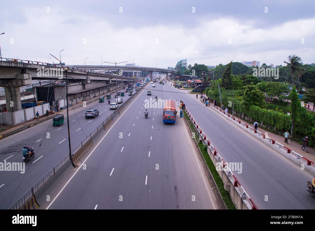 24 August 2023, Dhaka- Bangladesh: Dhaka city transportation highway Road asphalt view of Tongi ...