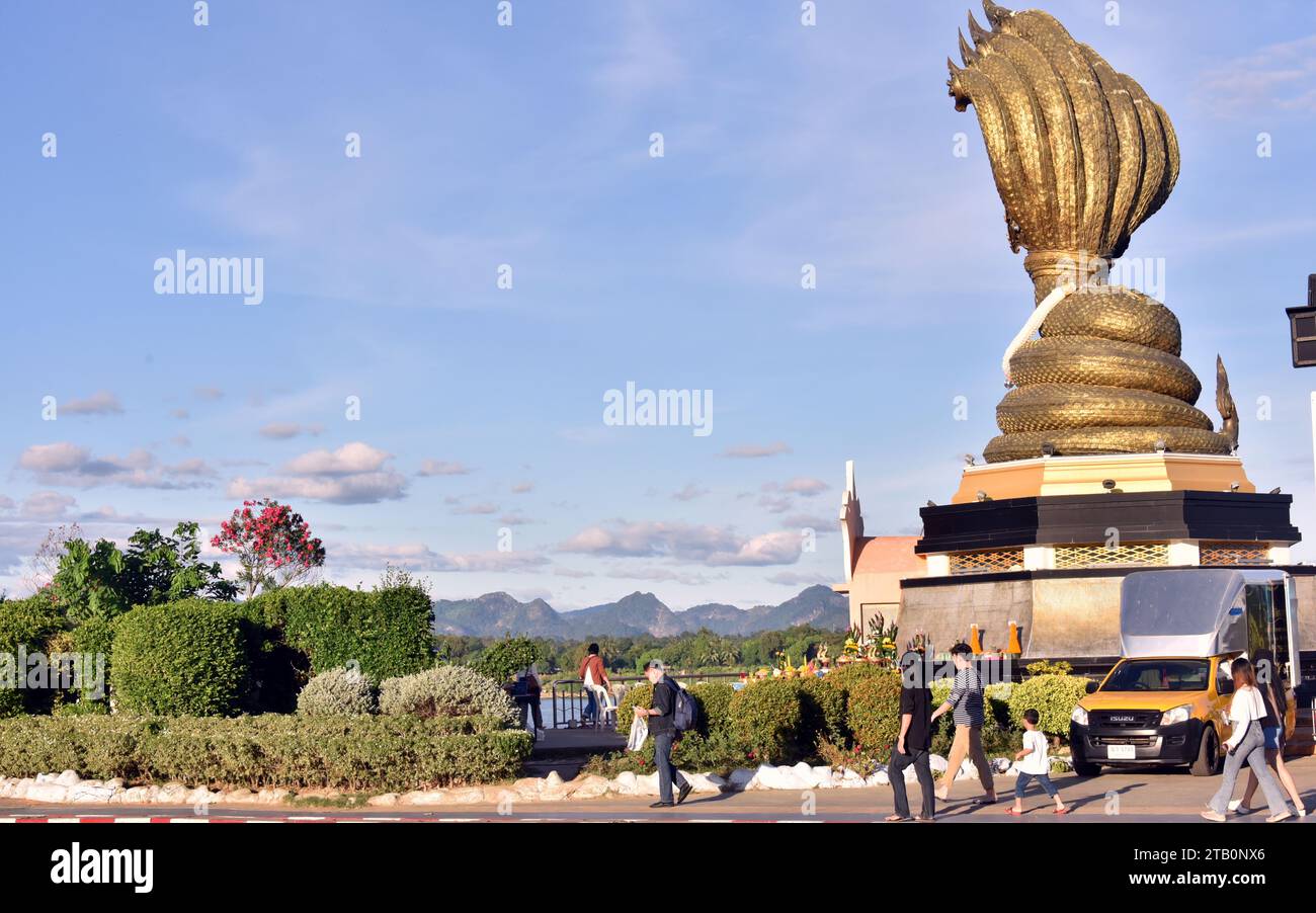 The Naga Monument, built in 2016 in Nakhon Phanom, Thailand, features a ...