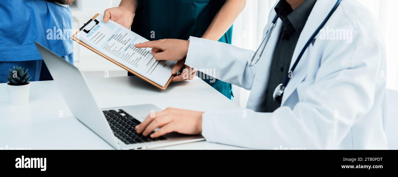 Professional various team of medical working and planning medical ...