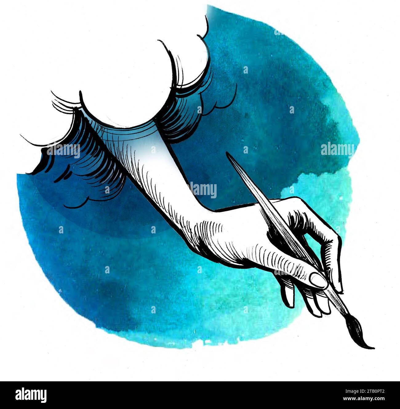 Hand drawn hand holding pen hi-res stock photography and images - Alamy