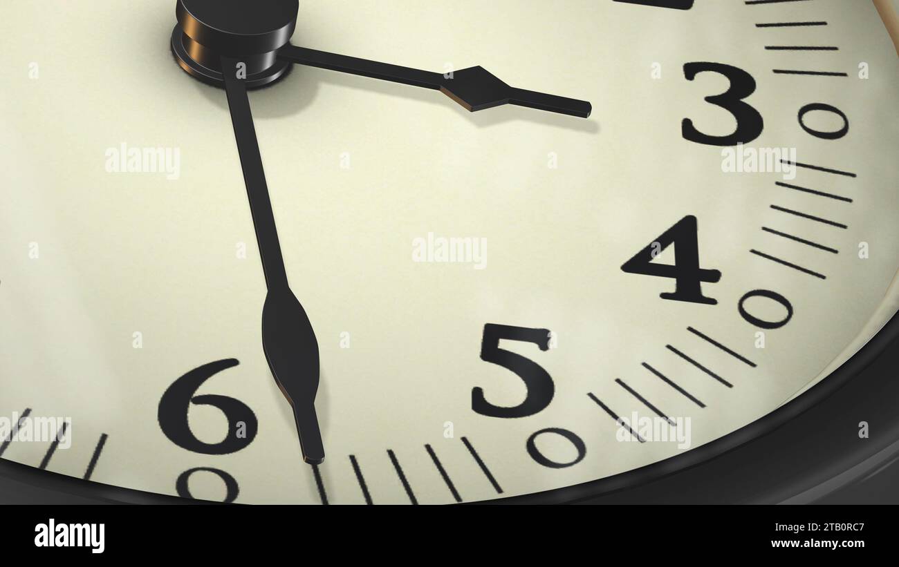 Close-up clock timelapse animation showing 15 minute, from 3.15 o'clock ...