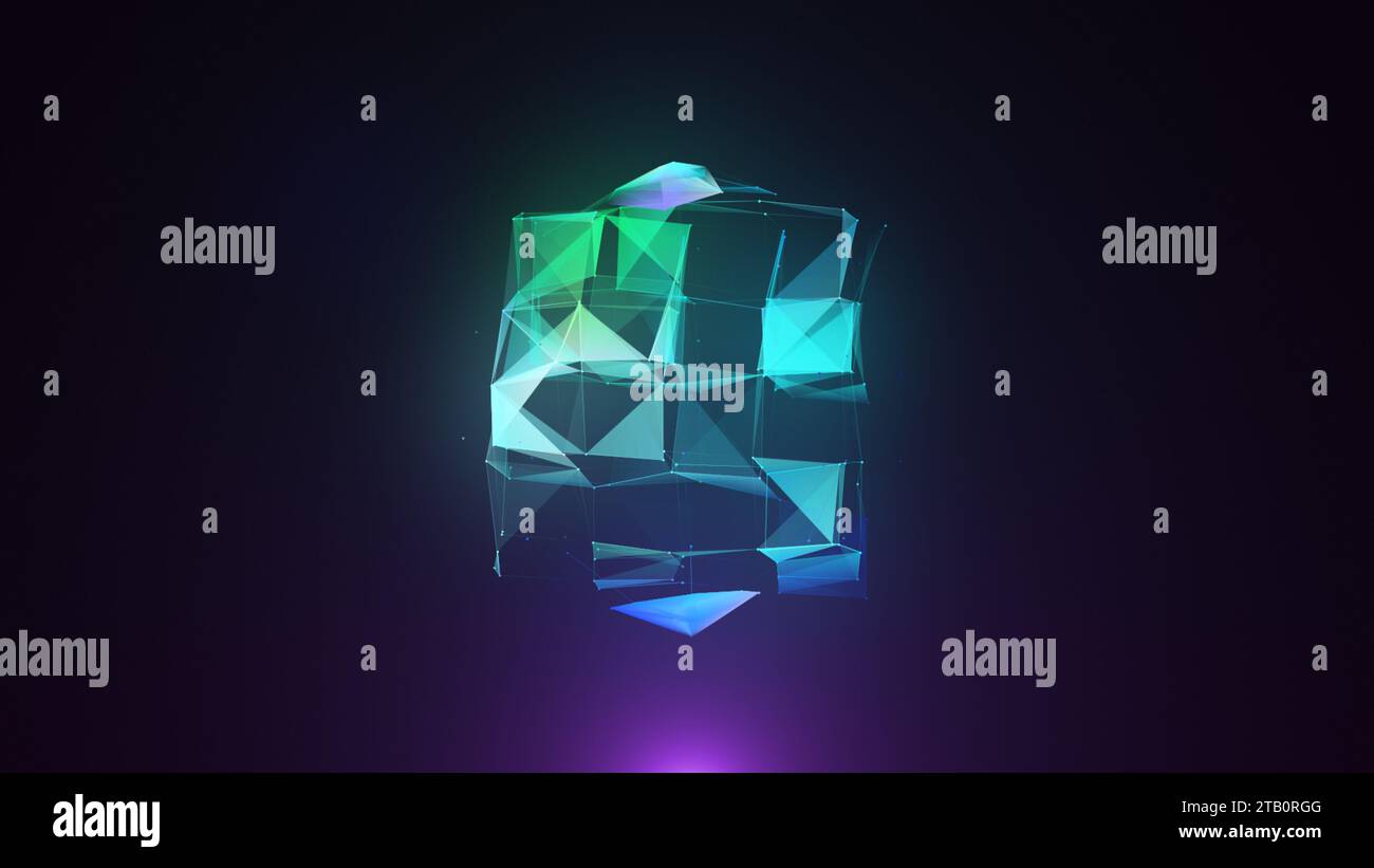 Plexus with triangular edges of a translucent cube Stock Photo - Alamy