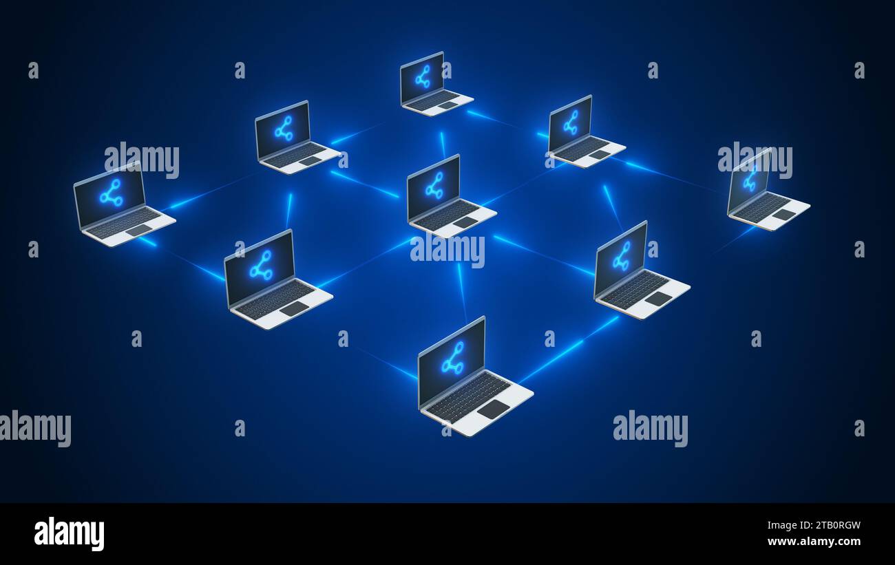 Technology of Sharing Data Over Peer to Peer Network concept Stock ...