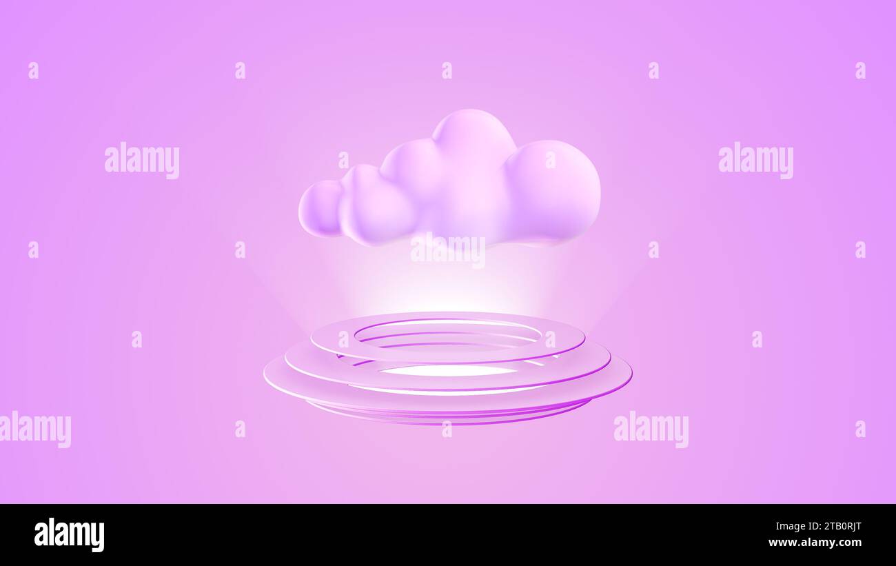 Levitating 3D Cloud Over Circular Rings with Hologram-like Glow Stock ...