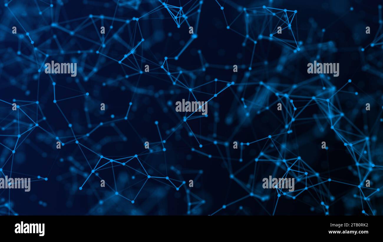 Abstract technological network of connected lines and dots Stock Photo ...