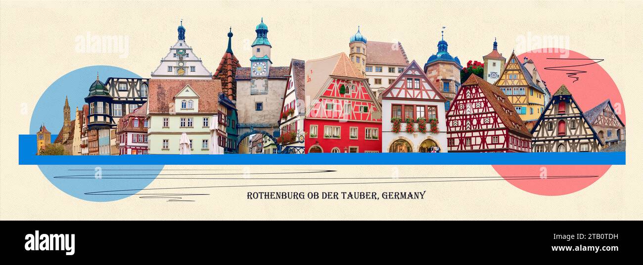 The facades of historical building at Rothenburg ob der Tauber where is ...