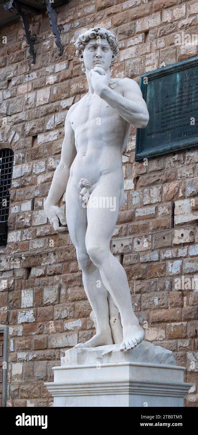 Florence, Italy - October 04, 2023: Famous statue by Michelangelo - David, Florence at Italy ...