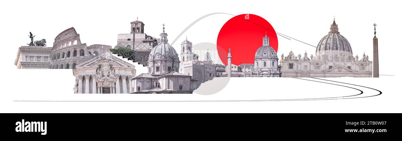 Rome famous landmarks collage. The modern art design from best views of ...