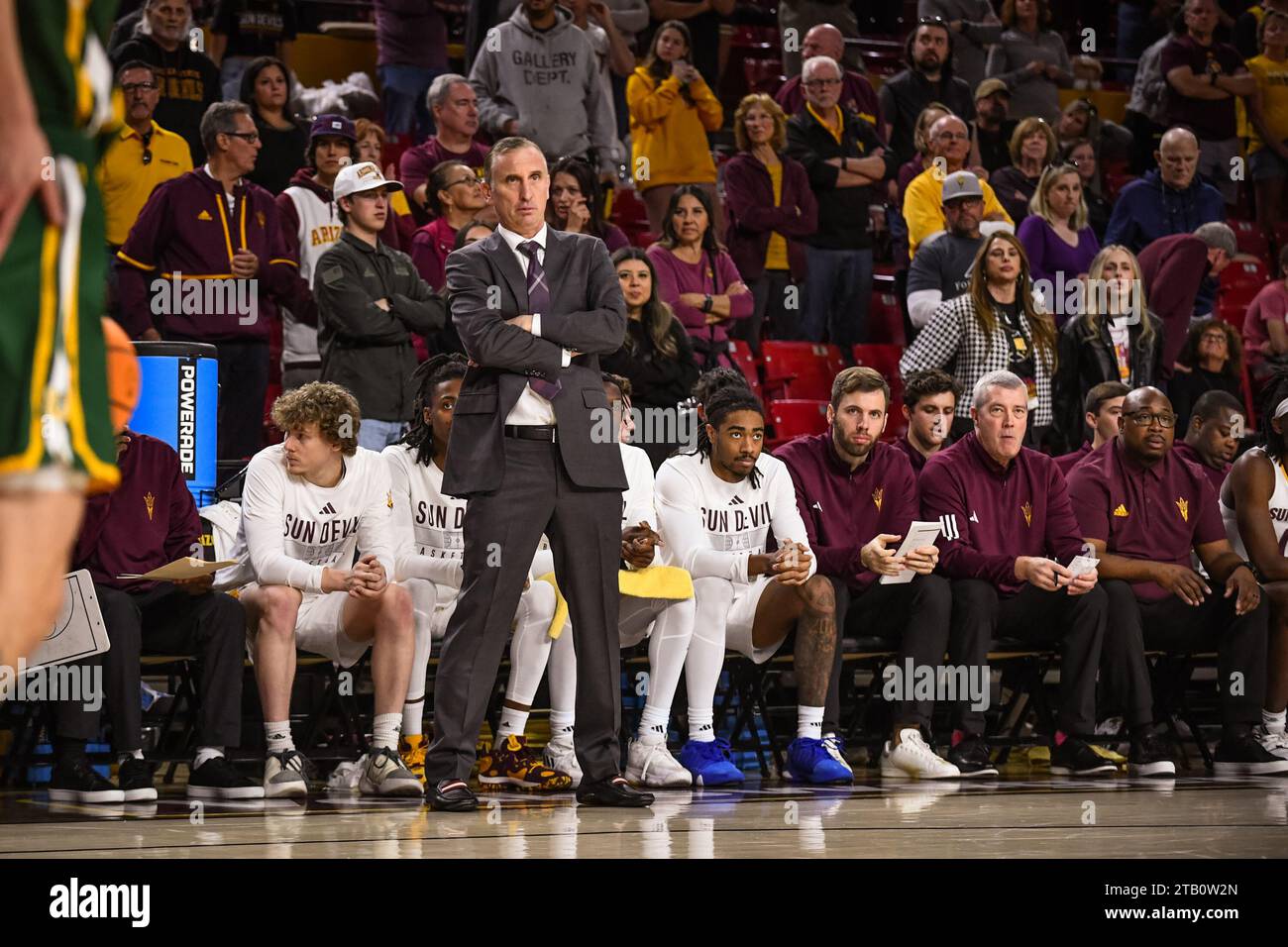 Arizona State Sun Devils head coach Bobby Hurley watches the game in ...