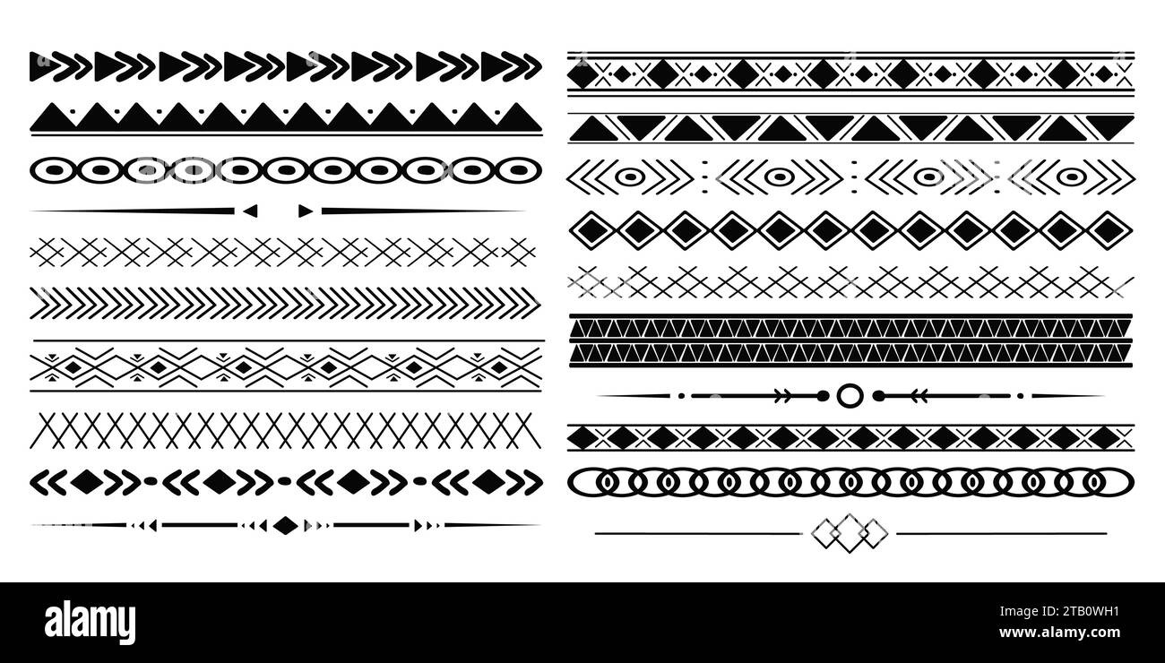 Set tribal ethnic arrow dividers, native indian bow boho in doodle ...