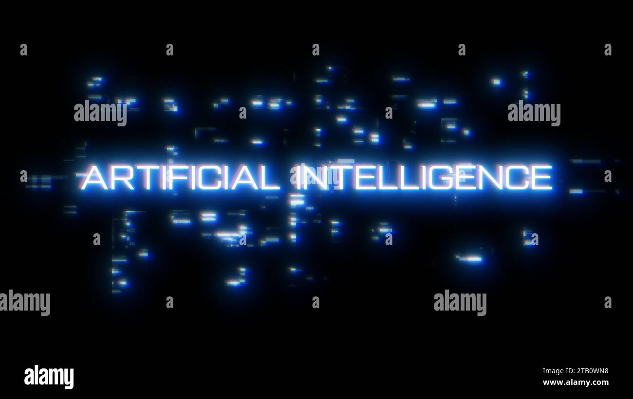 Artificial Intelligence overlay word with digital glitch Stock Photo ...