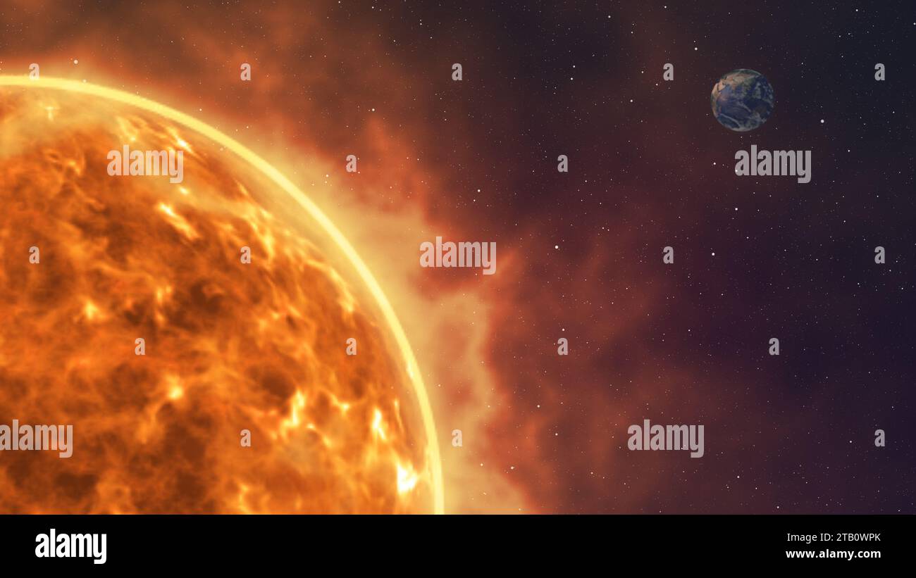 A view of the Sun and Earth from space Stock Photo - Alamy