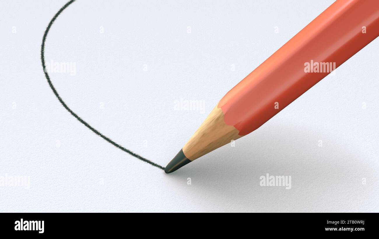 Drawing curved line with pencil on white paper Stock Photo - Alamy