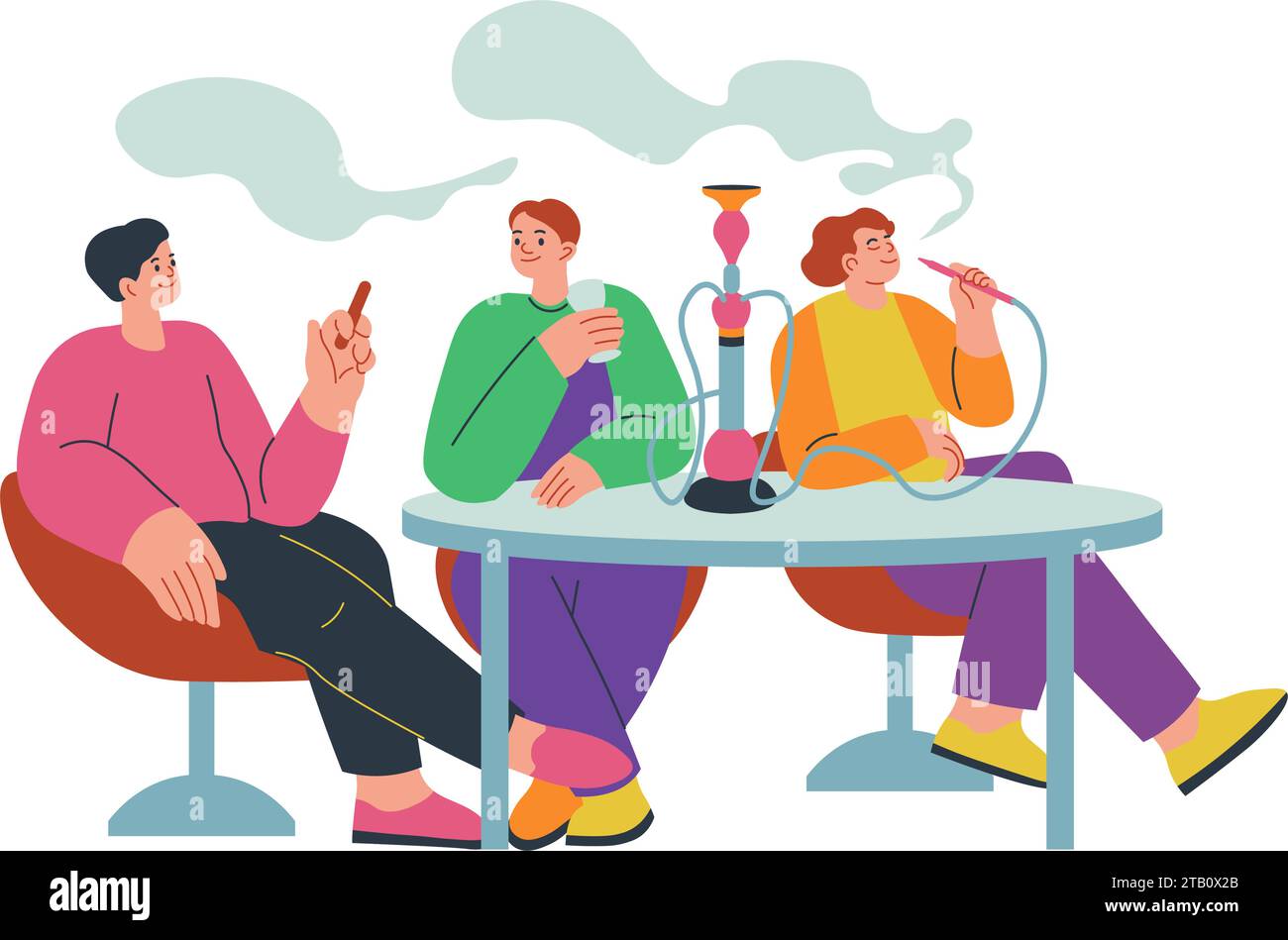 Friends smoking hookah on party on in pub vector Stock Vector Image ...