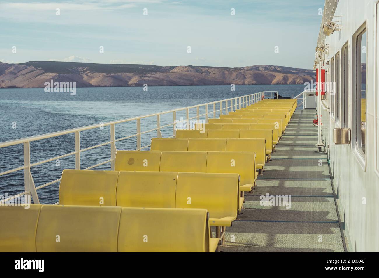 Typical ferry boat in croatia, connecting island of Pag to mainland ...