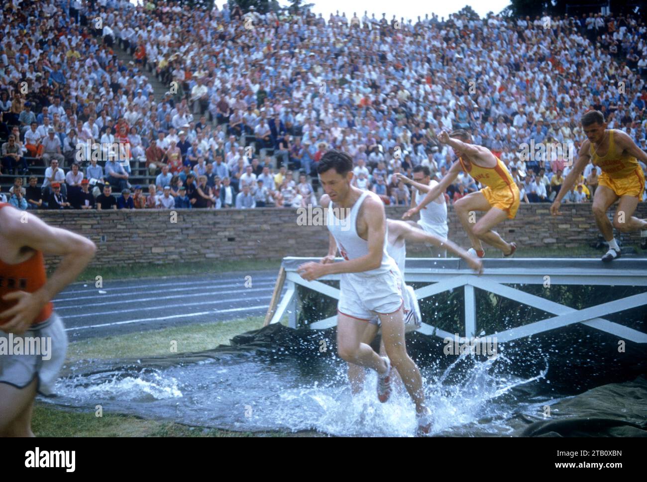 BOULDER, CO - JUNE 25: College athletes participate in the steeplechase ...