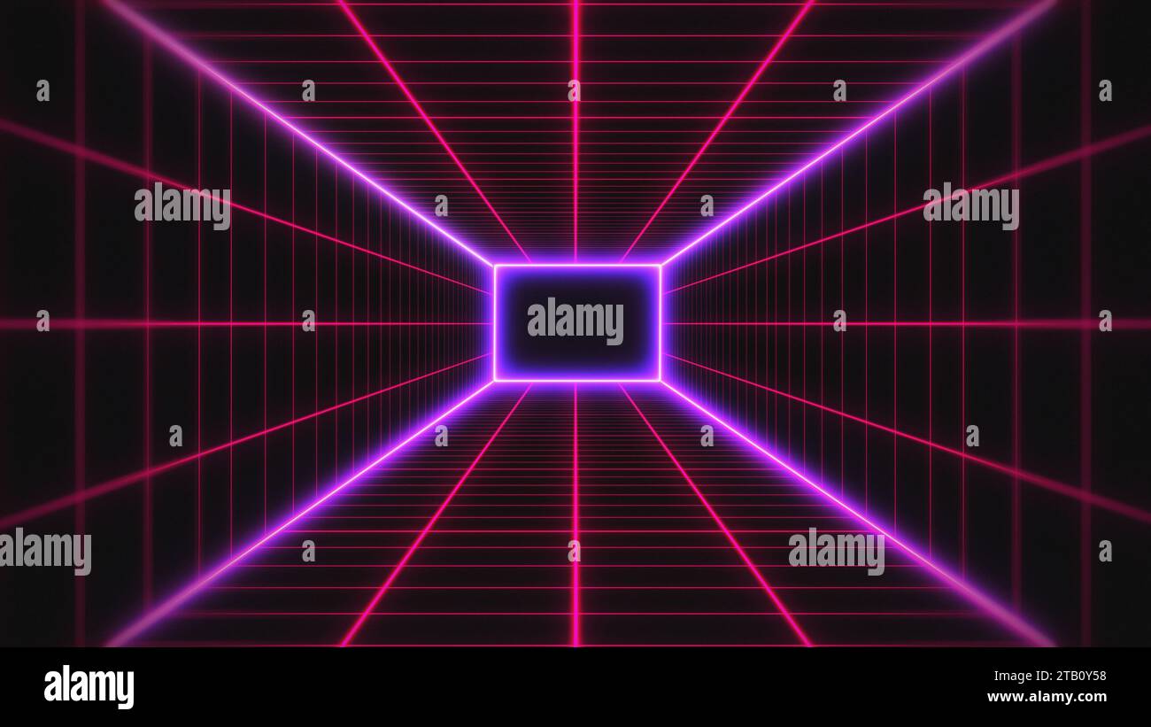 Abstract retro grid tunnel or Bright glowing neon lights Stock Photo ...