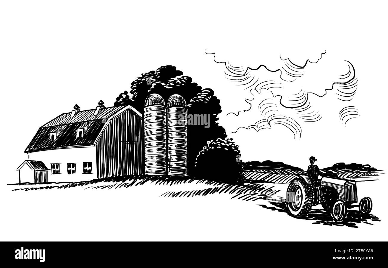 Farm Land Clipart Black And White