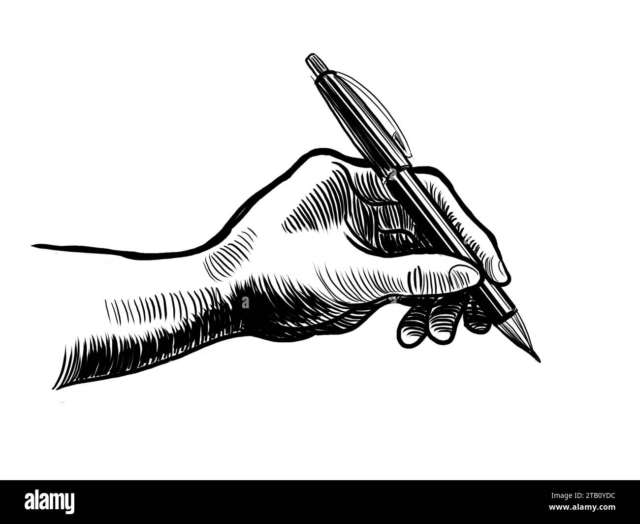 Hand writing with a pen. Hand-drawn illustration Stock Photo - Alamy