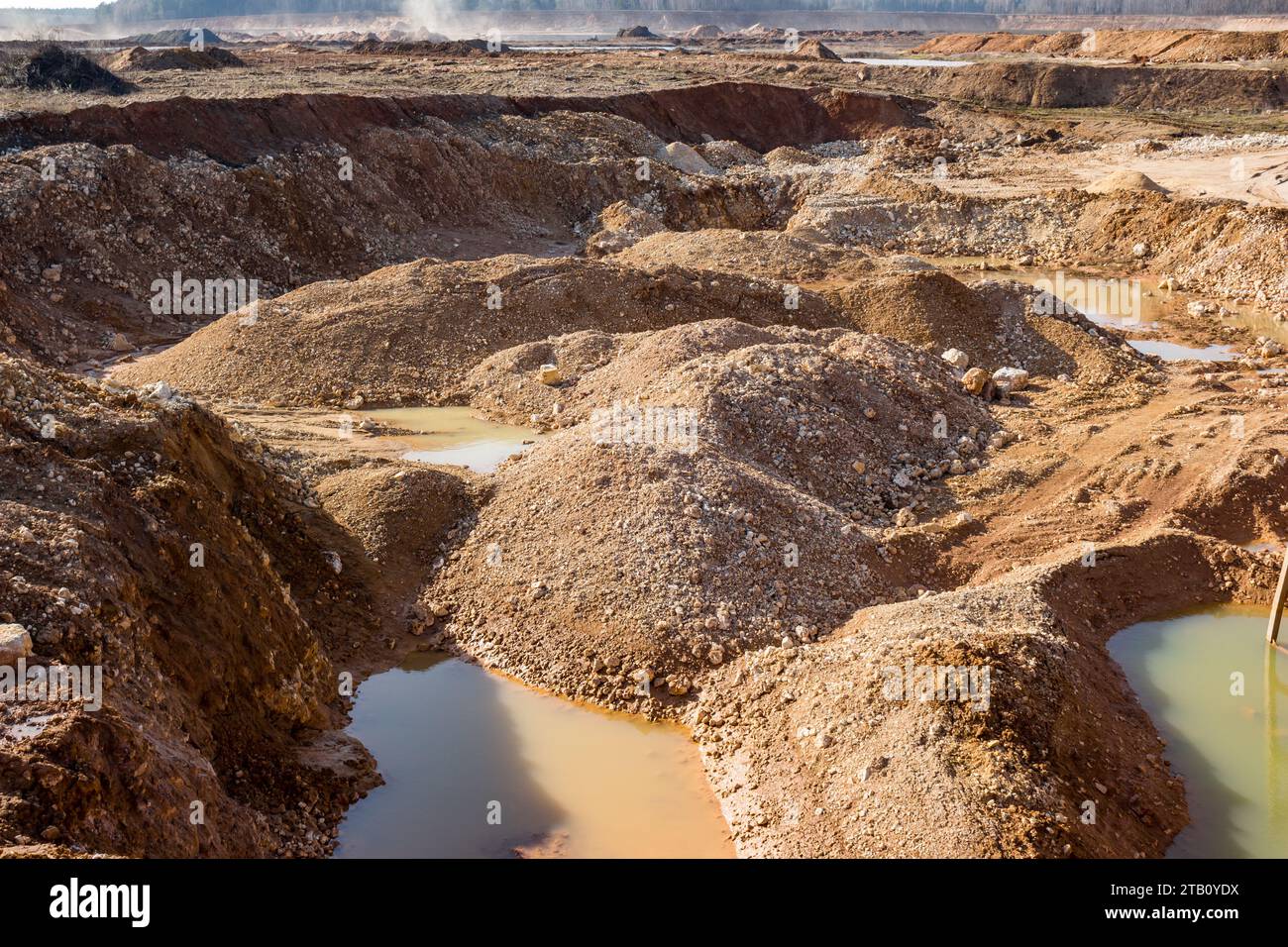Embankments at a stone quarry for the extraction of crushed limestone ...